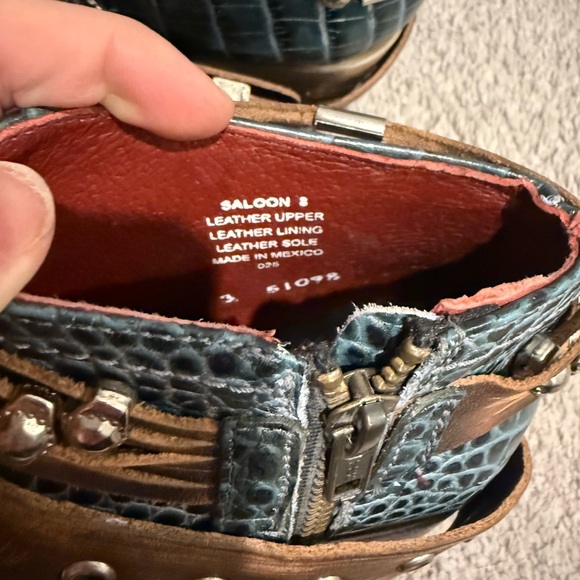 freebird | Shoes | New In Box Freebird Saloon Blue Booties With Buckle ...
